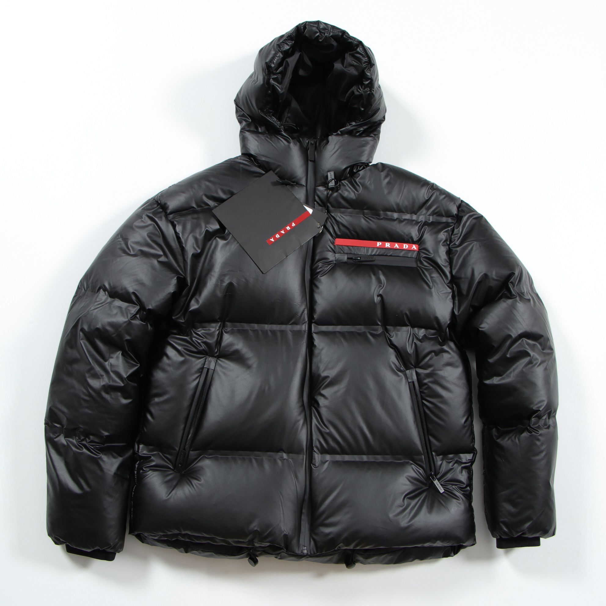 高端货 懂的入 Prada 普拉达 21FW 连帽羽绒服 防水机能红标白鹅绒羽绒服夹克外套 奢潮 男女 蓬松 保暖 黑色 04