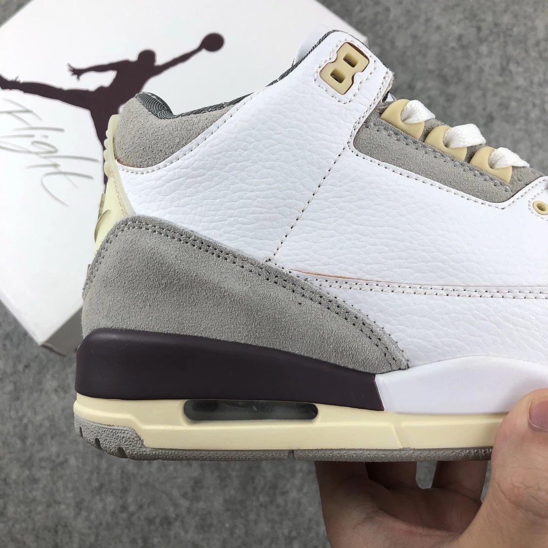 外贸版 A MA MANIERE X Air Jordan 3 Medium Grey 乔丹AJ3 米白灰